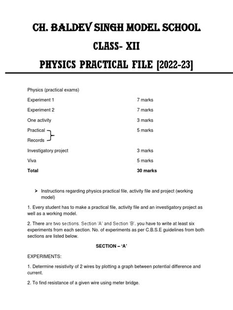 Physics Practical File 2022 23 Pdf Inductor Transformer