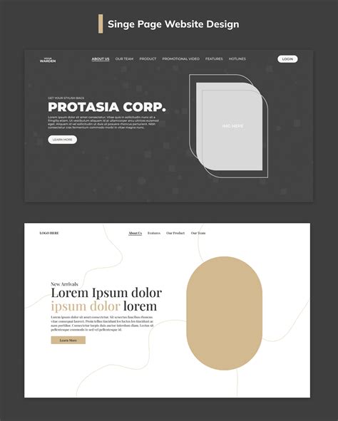 single page web designs behance