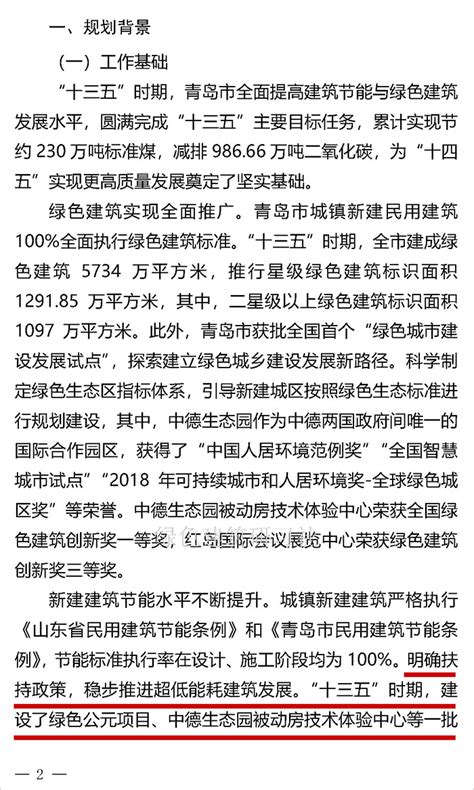【青岛】《青岛市“十四五”建筑节能与绿色建筑发展规划》 绿色建筑研习社