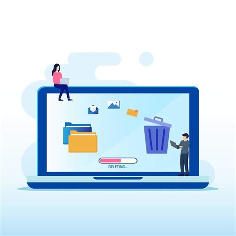Delete Concept Cleaning Digital Memory People Character Deleting Data And Move Unnecessary