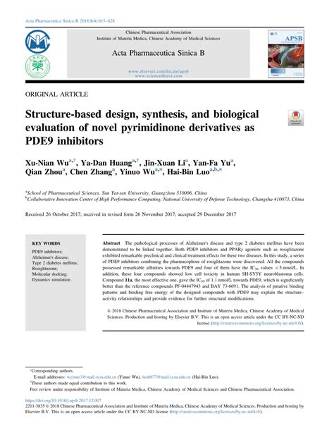 Pdf Structure Based Design Synthesis And Biological Evaluation Of