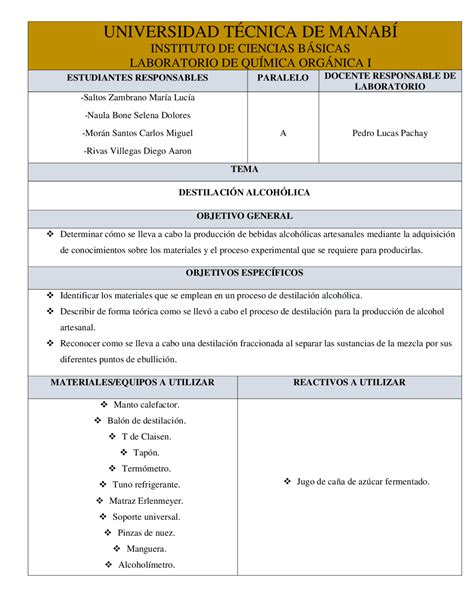 Práctica De Laboratorio Bioquímica Transcripciones De Química Docsity