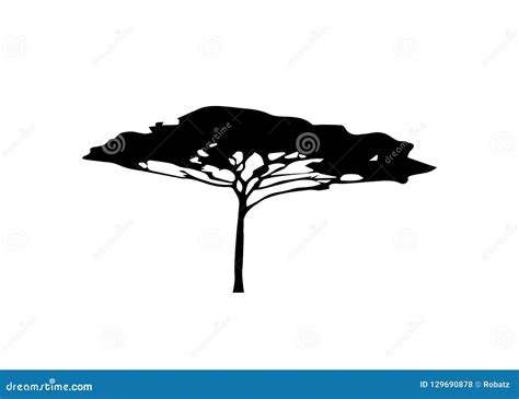 African Tropical Tree Logo Icon Acacia Tree Savannah Silhouette
