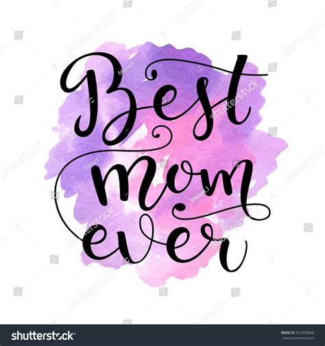 Best Mom Ever Card For Mothers Day With Watercolor Stain Background