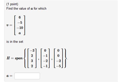 Solved Point Find The Value Of A For Which V A Chegg Com