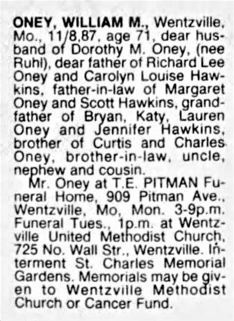 William Meredith Oney Find A Grave Memorial