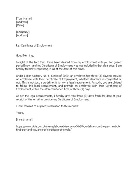 Coe Request Letter Pdf Coe Request Letter Pdf