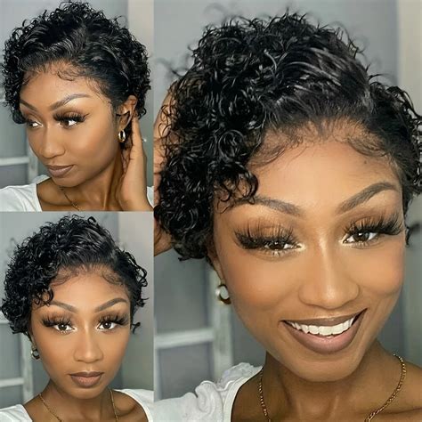 Water Wave Pixie Cut Wig Bouncy Short Curly Human Hair Pre Plucked