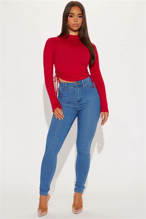 Katrina Ruched Top Darkred Fashion Nova Basic Tops And Bodysuits