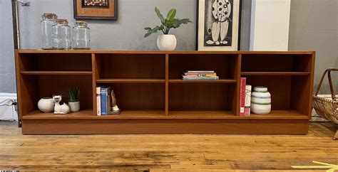 Vintage Long And Low Teak Bookcase From Denmark Circa