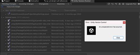 Unity Version Control An Unexpected Error Has Occured After Updating To