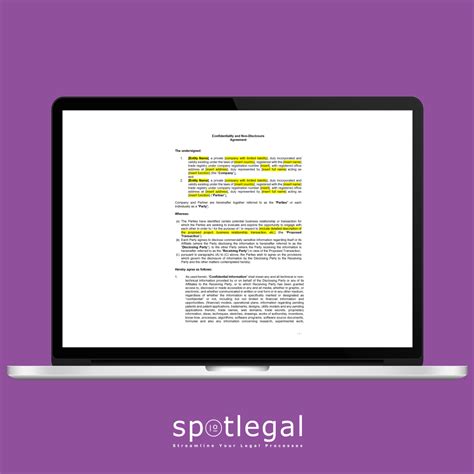 Non Disclosure Agreement Nda Templates Spotlegal Product