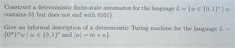 0 1} w construct a deterministic finite state