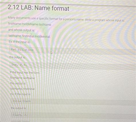 Solved Lab Name Format Many Documents Use A Specific Chegg