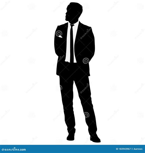 Человек в костюме с галстуком бизнесмена силуэт на белом фоне Иллюстрация вектора иллюстрации