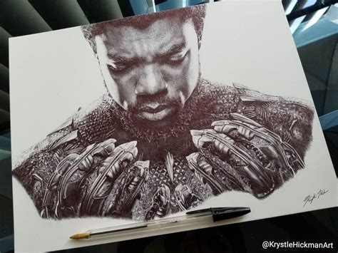 Chadwick Boseman From Black Panther Krystle Hickman Art Ballpoint
