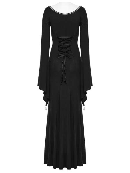 Punk Rave Black Gothic Elegant Sexy V Neck Lace Applique Long Party