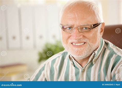 Portrait Of Elderly Man Wearing Glasses Stock Image Image Of Camera