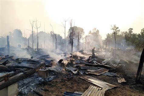 အောင်လံမြို့နယ် ရွာပြင်းကျေးရွာ၌ လျှပ်စစ်ဟင်းအိုးအပူလွန်ကဲရာမှတဆင့် မီးလောင်မှုဖြစ်ပွား