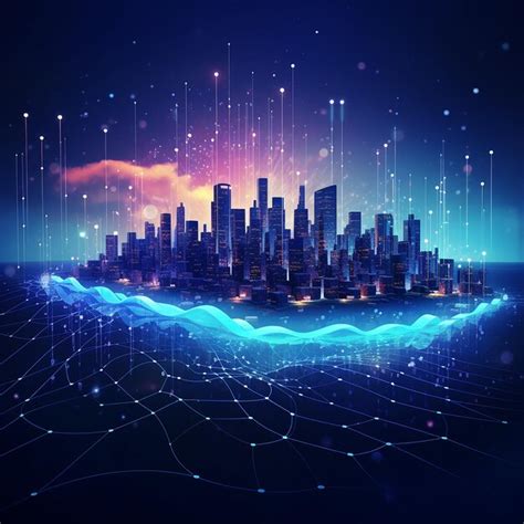 Premium Ai Image Smart City And Abstract Dot Point Connect With Gradient Lines