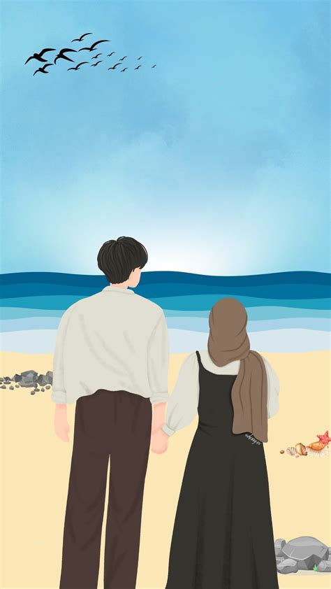 Cover Wattpad Ilustrasi Pasangan Gambar Wajah Kartun Gadis Pantai