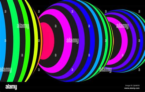 3d Renderings Spheres With Curved Lines Of Green Blue Purple And Pink Abstract Background