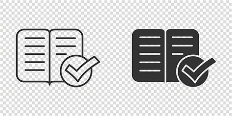 Flat Book Check Mark Icon On White Background Vector Badge Accept