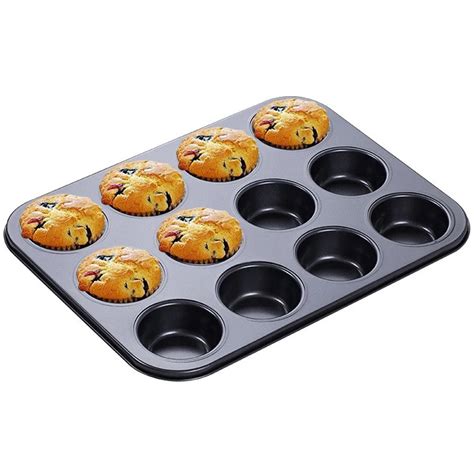 Carbon Steel Cupcake Baking Tray 12 Holes Cupcake Shaped Cake Pan Nonstick Cupcake Baking Tray