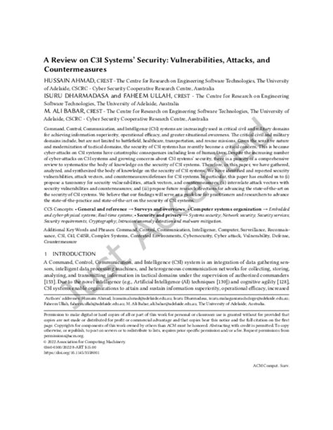 pdf a review on c3i systems security vulnerabilities attacks and