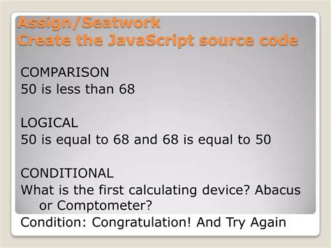 Javascript Comparison And Logical Operators Pptx Web Development Internet