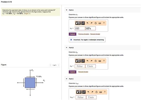Solved Problem 910 Determine The Equivalent State Of Stress On An
