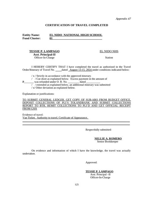 Cert Of Travel Completed Pdf