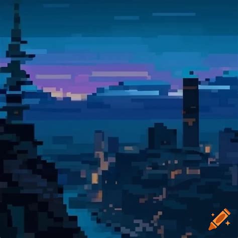 Pixelated Night Cityscape View On Craiyon