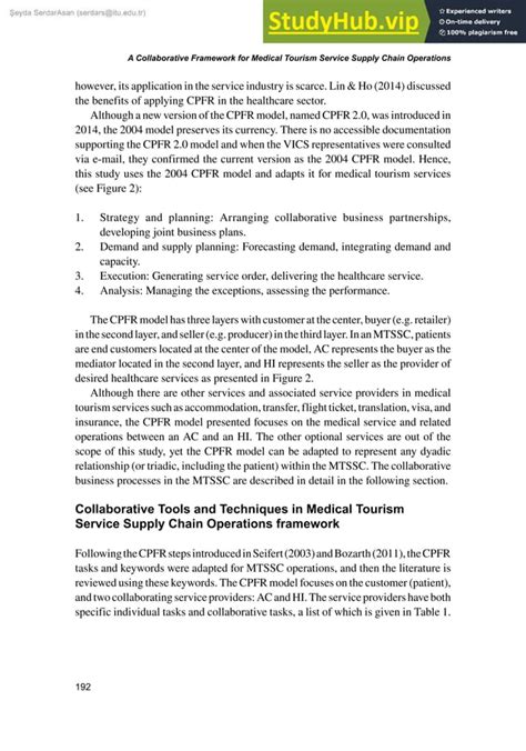 A Collaborative Framework For Medical Tourism Service Supply Chain