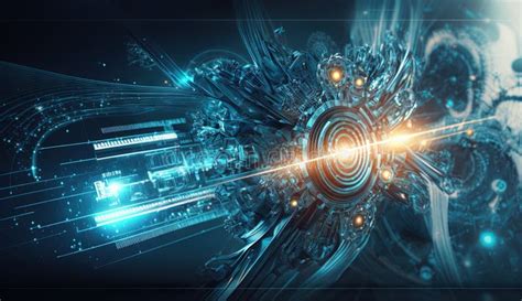 Colorful Explosion Of Sci Fi Engine And Particles Technology Abstract With Scientific Device Colorful Explosion Of Sci Fi Engine And Particles Technology Abstract With Scientific Device