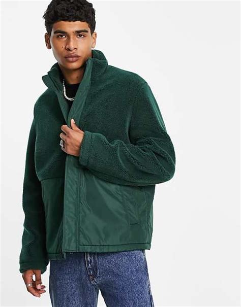 Asos Design Veste En Polaire Zippée à Empiècement De Nylon