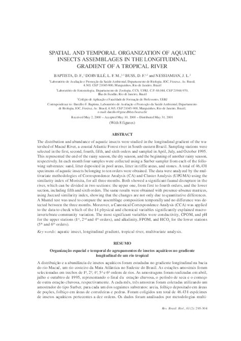 Pdf Spatial And Temporal Organization Of Aquatic Insects Assemblages In The Longitudinal