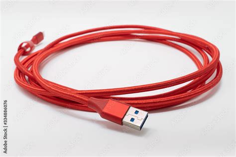Braided Usb Cable With Usb A To Usb C Connectors Long And Red Usb Cable For Data Transfer