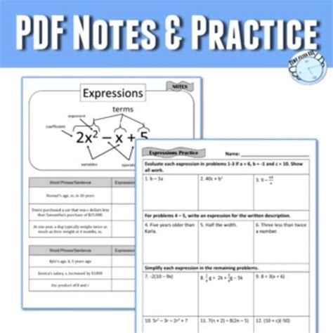 Evaluating And Simplifying Algebraic Expressions Lesson Notes Practice Quiz