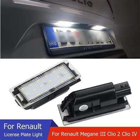 2pcs Car Led Number License Plate White Light Led Canbus For Renault