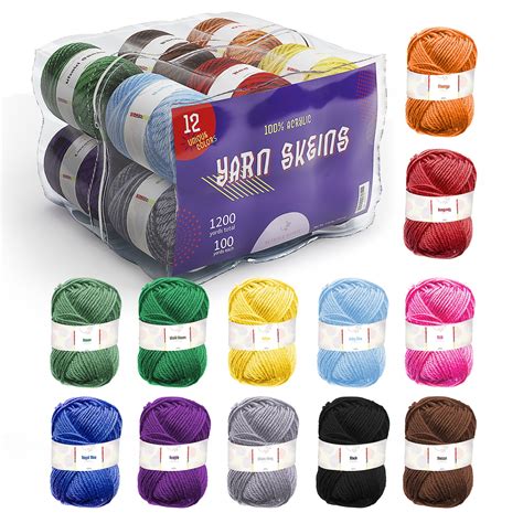 Craftbud Bulk Acrylic Yarn For Crochet Knitting Multi Colored 1200
