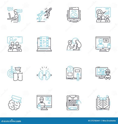 E Learning Linear Icons Set Digital Accessible Interactive Innovative Adaptive Engaging