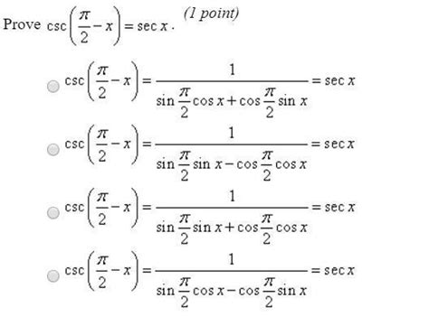[free] Prove Csc Pi 2 X Sec X