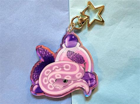 Magic Potion Ball Python Holographic Double Sided Keychain Holo Rainbow