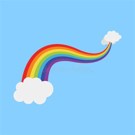 Rainbow With Cloud In Flat Style Isolated Stock Vector Illustration