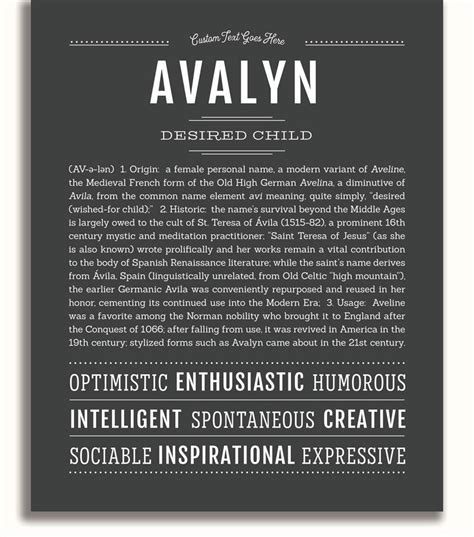 Avalyn Personalized Name Meaning Art Prints Name Stories