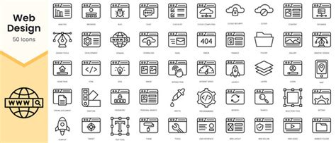 Set Of Design Thinking Icons Simple Outline Style Vector Image