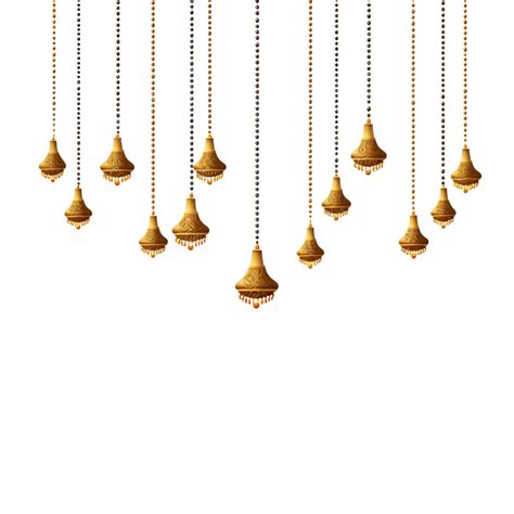Happy Diwali Festival Banner With Golden Hanging Lamps Vector Indian