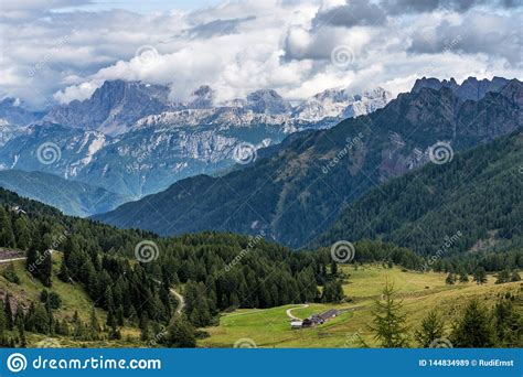 Views Of The Val Di Fassa In The Dolomites Trentino Alto Adige Italy
