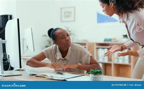 Sleeping Boss And Wake Up Black Woman In Office Lazy Or Insomnia In